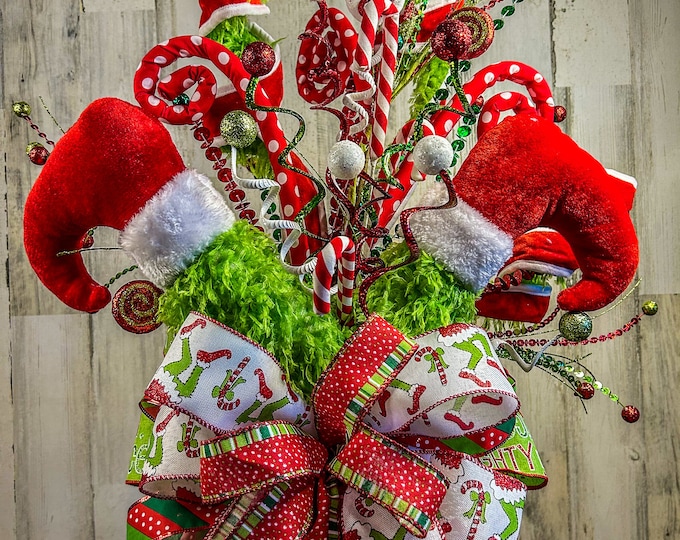Extra Large Grinch Christmas Tree Topper, Large Grinch Bow, Decorated ...