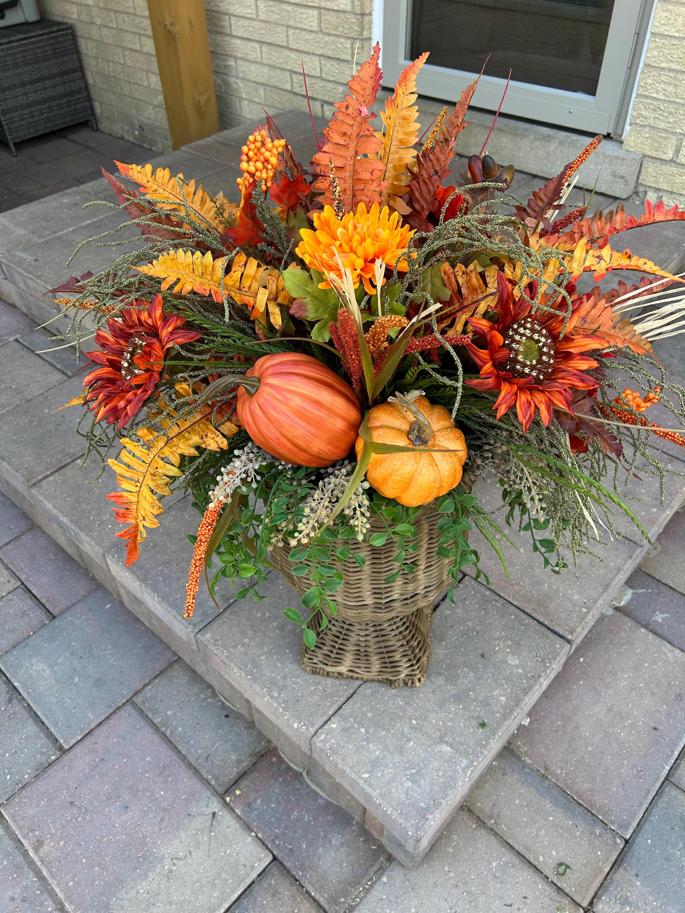 Fall Faux Flower Urn Filler: Autumn Porch Decor Centerpiece, Fall Front ...