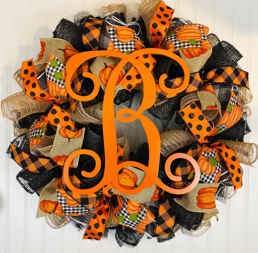 Fall Wreath, Fall Monogram Wreath, Monogram Wreaths, Fall Wreath With ...