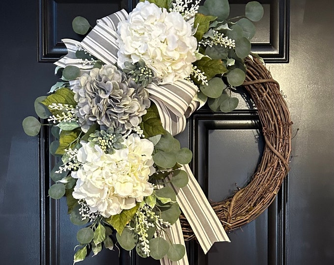 Wreaths for Front Door Year Round, Everyday Wreaths, Hydrangea Wreath ...
