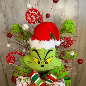 Grinch Inspired Tree Topper, Green Monster Tree Topper, Christmas Tree ...