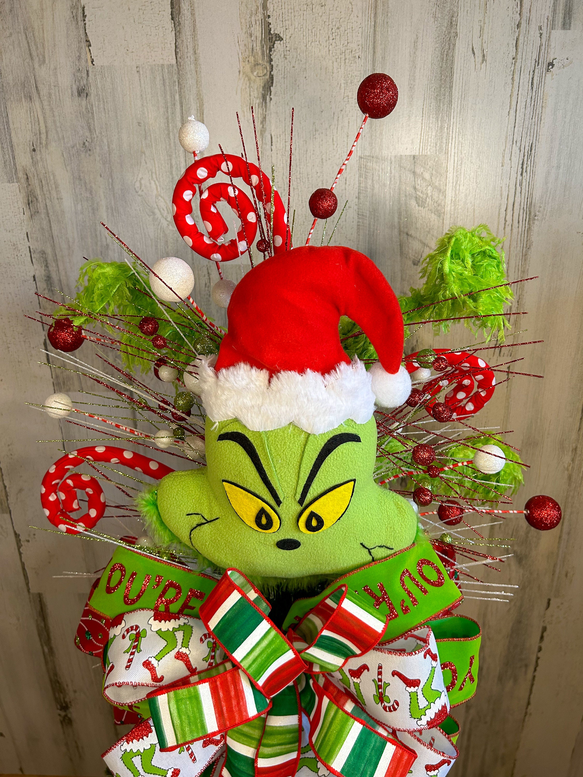 Grinch Inspired Tree Topper, Green Monster Tree Topper, Christmas Tree ...