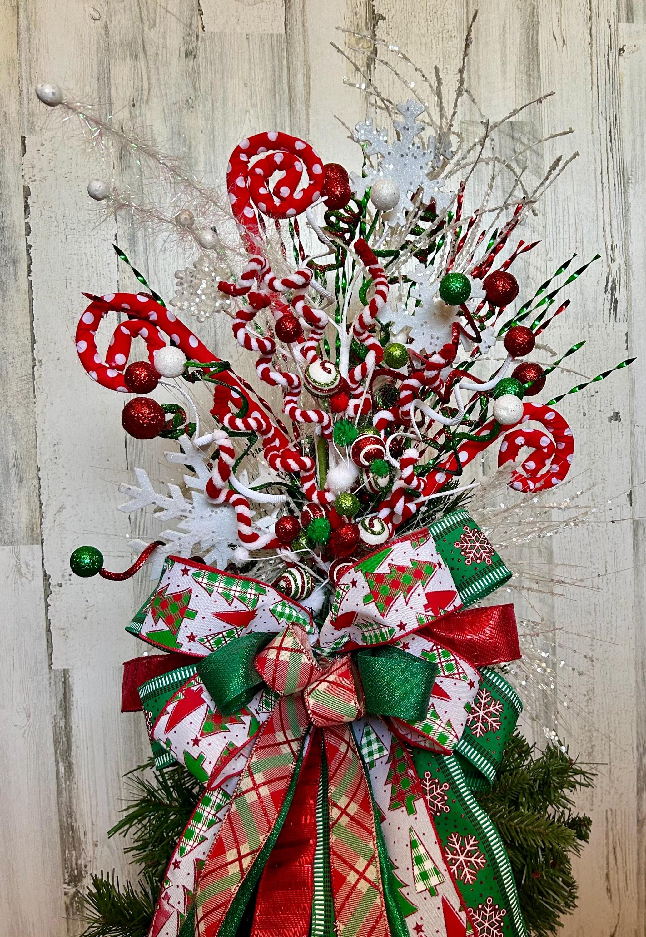 Red and Green Christmas Tree Topper - Whimsical Topper for Christmas ...