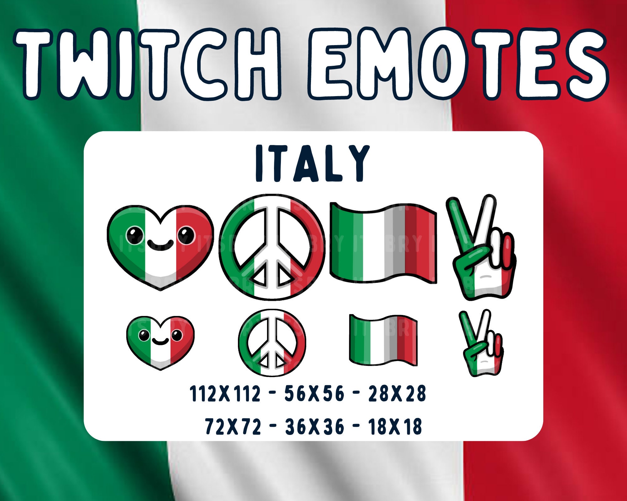 Italy Twitch Emotes and Badges Peace Love Heart Flag Country Proud Cute ...