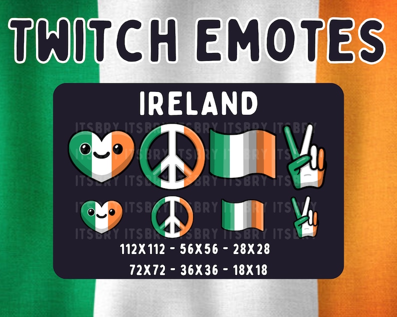 Ireland Twitch Emotes and Badges Peace Love Heart Flag Country Proud ...