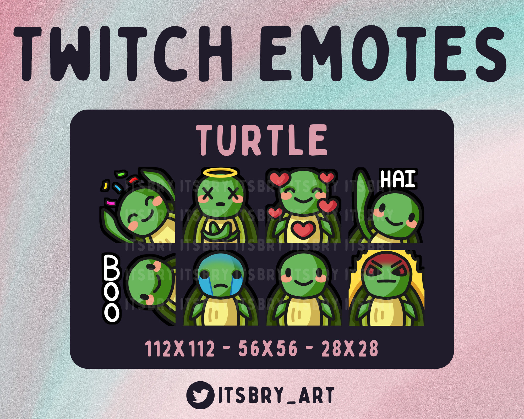 Turtle Twitch Emotes X8 Cute Adorable Nature Ocean Animal Twitch ...