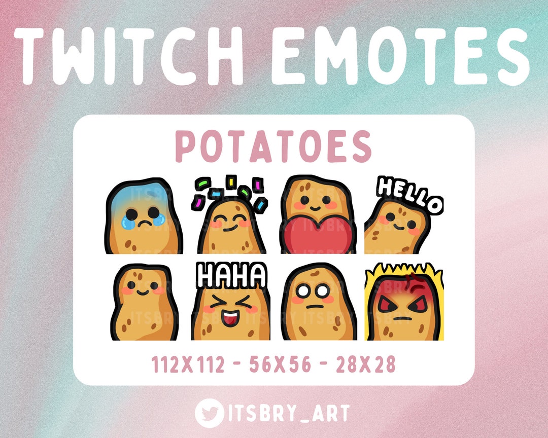 Potato Twitch Emotes X8 Cute Adorable Food Twitch - Etsy