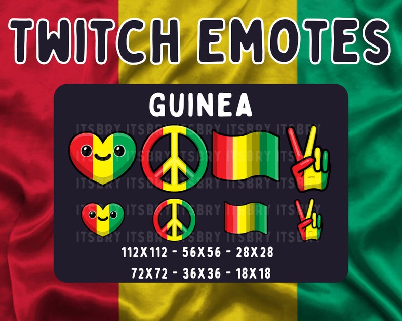 Guinea Twitch Emotes and Badges Peace Love Heart Flag Country Proud ...