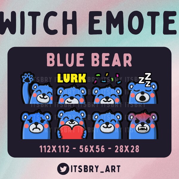 Twitch Blue Bear Emotes - Etsy
