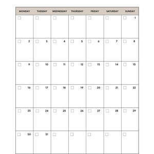 Blank Yearly Calendar Monthly Calendar Printable Editable - Etsy