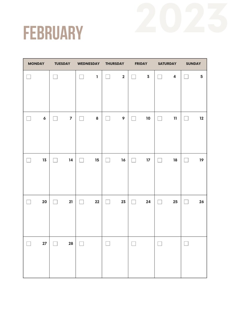 Blank Yearly Calendar Monthly Calendar Printable Editable - Etsy