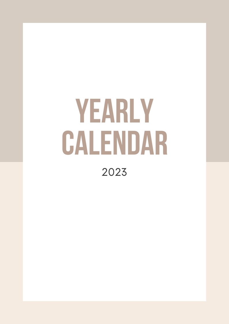 Blank Yearly Calendar Monthly Calendar Printable Editable - Etsy