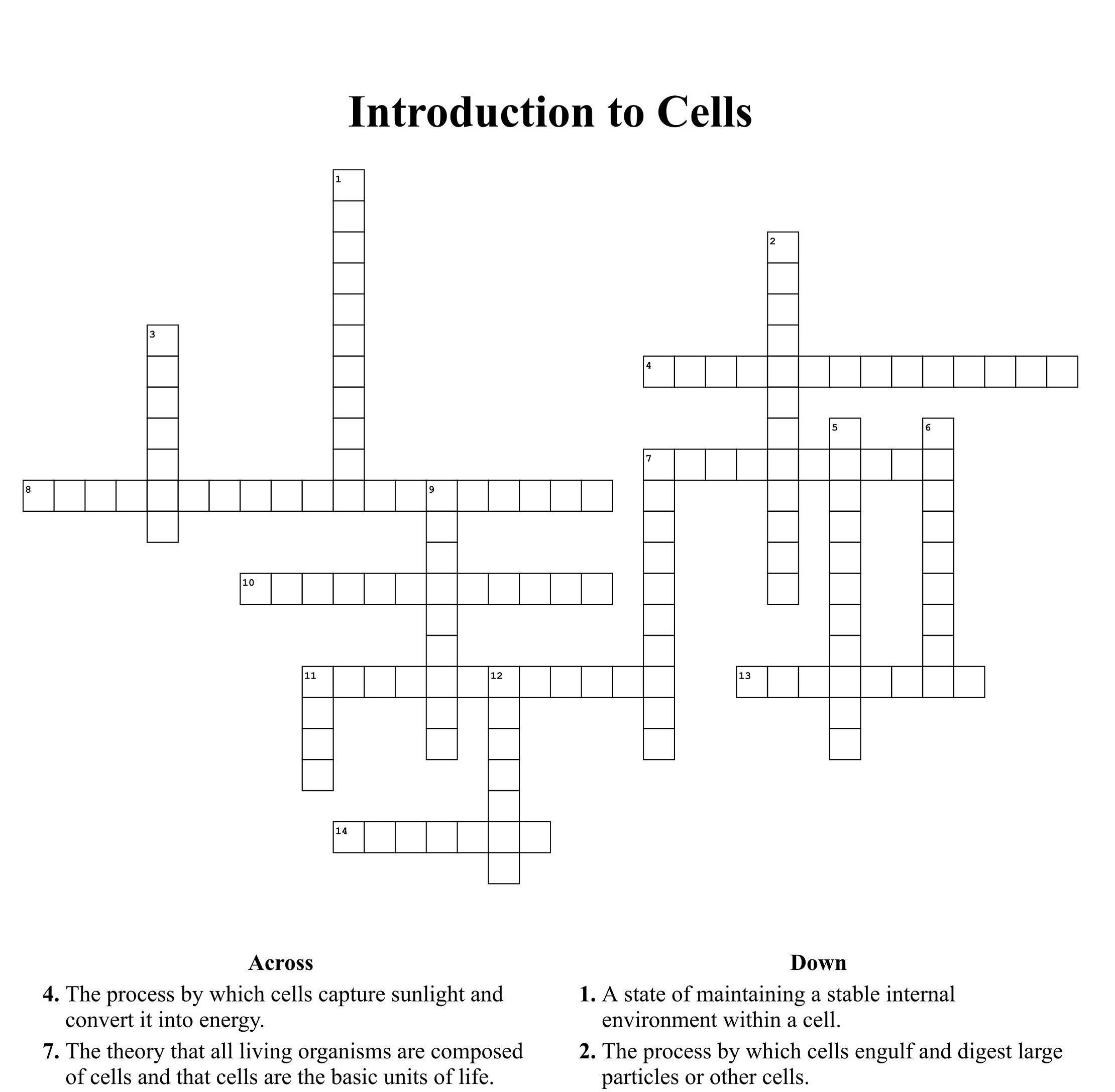 Cell Biology Crosswords for Science Students STEM Worksheets - Etsy
