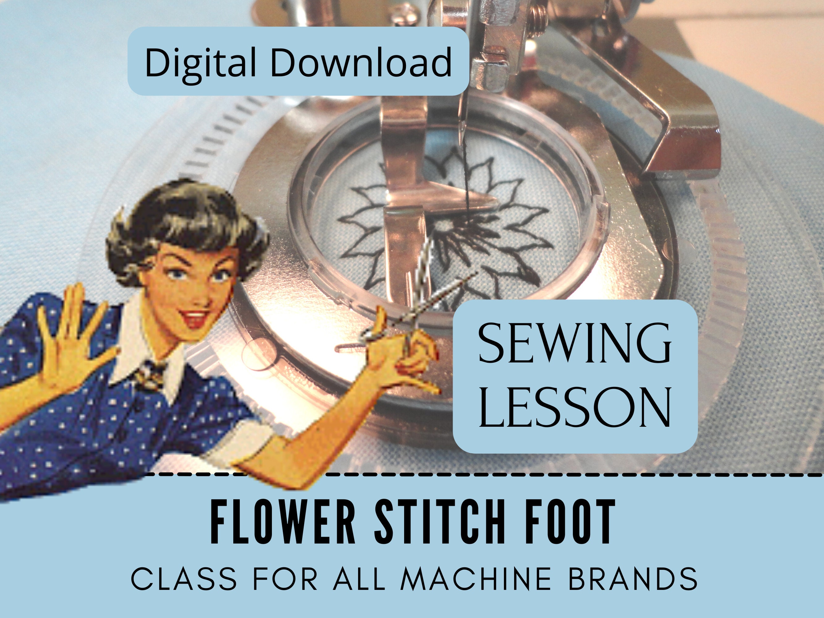 Daisy Flower Foot Attachment, Learn to Sew, Lesson Tutorial E Book ...