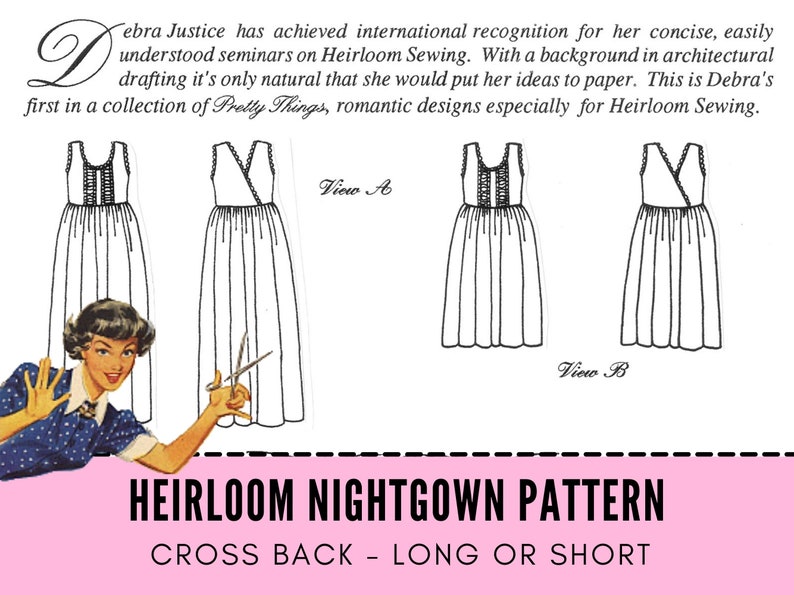 Nightgown Pattern PDF | Includes Heirloom Sewing Lesson Tutorial | Beginner Sewing to Advanced ...