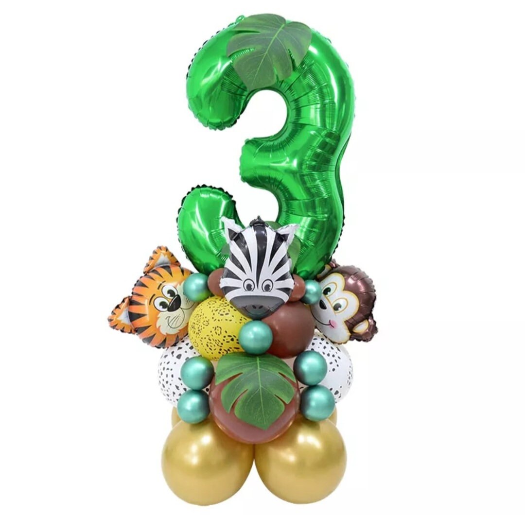 Jungle Safari Animal Birthday Balloon Set Number Balloon Birthday Party ...