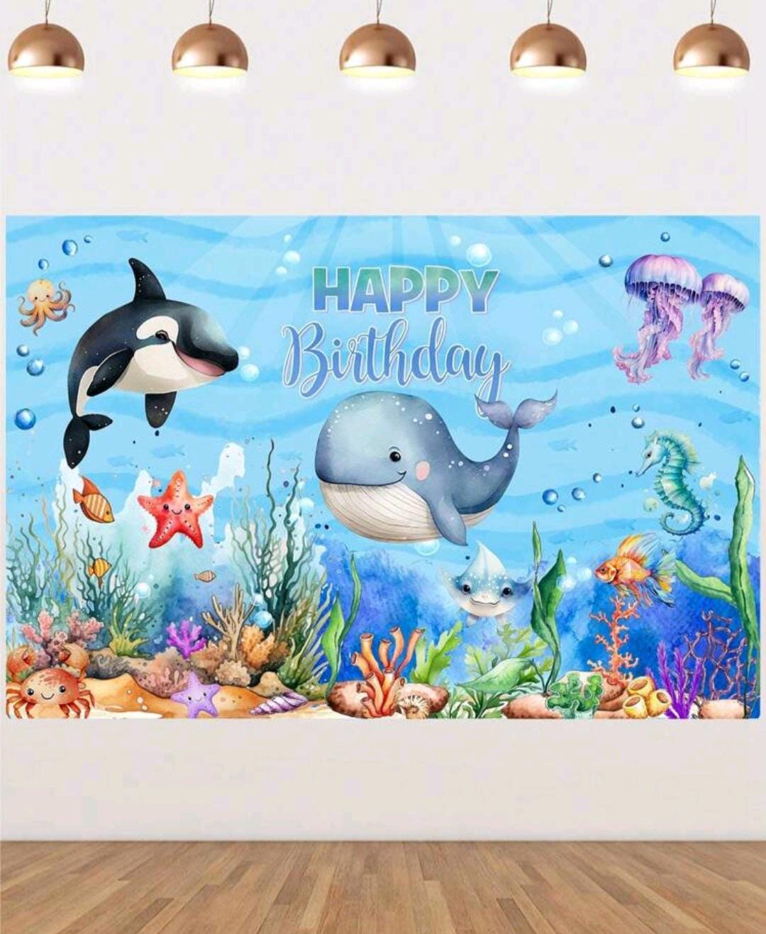 Ocean Themed Backdrop- Under the Sea Party Decoration- Birthday Banner ...