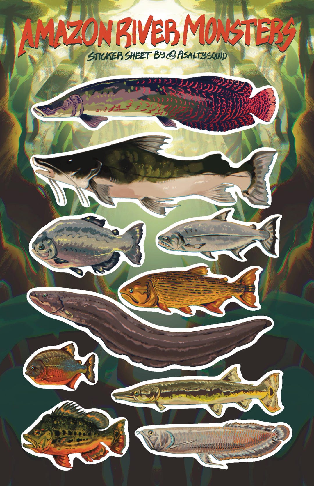 Amazon River Monsters Sticker Sheet - Etsy