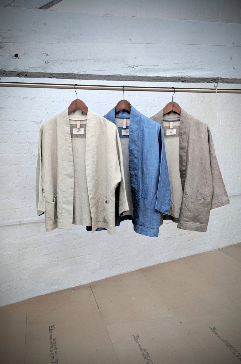 Unisex European Linen Kimono Jacket, Soft Washed Midweight Cover-up - Etsy