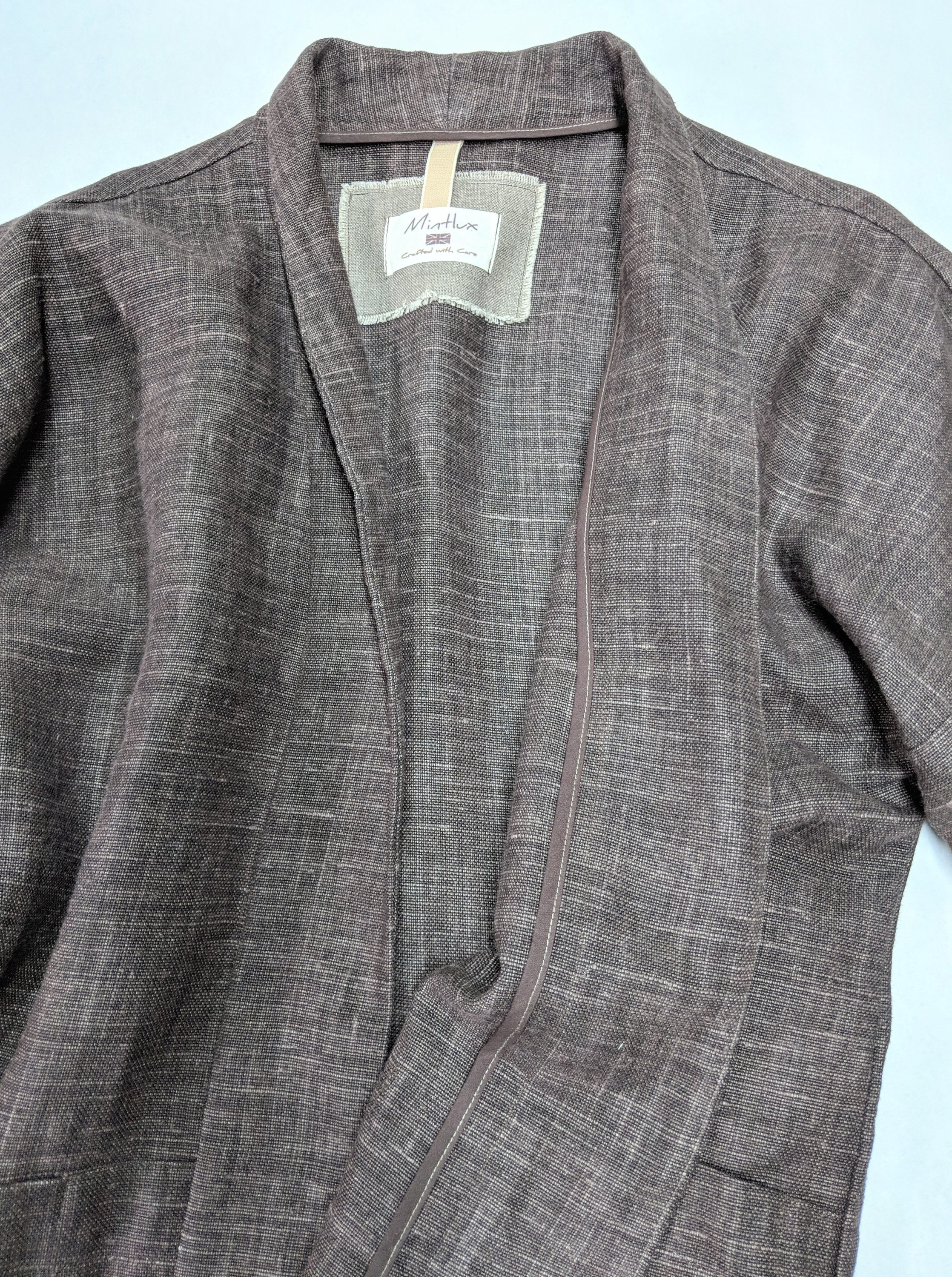 Men's Pure Linen Haori Kimono Jacket, 2 Options in Walnut Soft Med ...