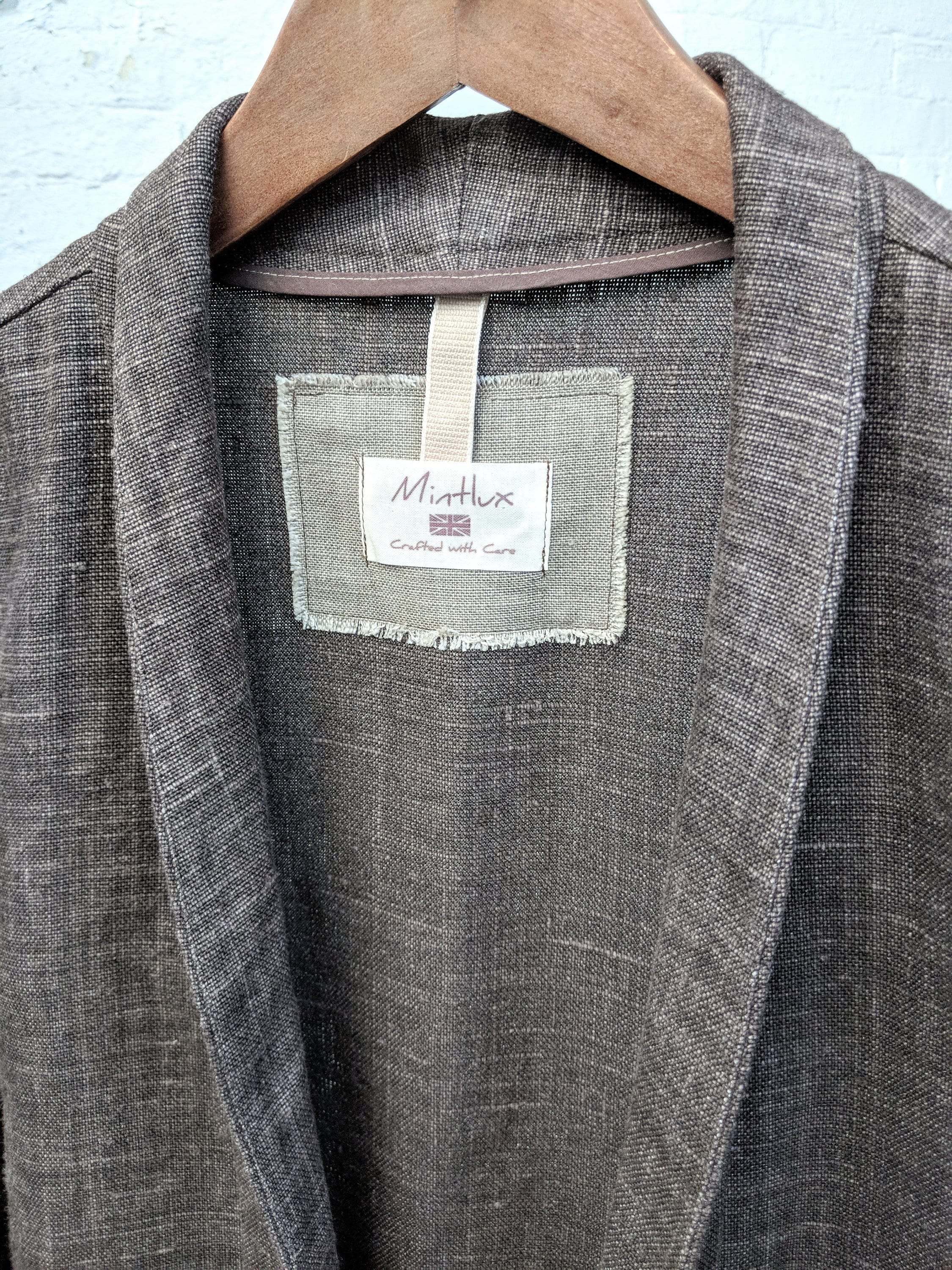 Men's Pure Linen Haori Kimono Jacket, 2 Options in Walnut Soft Med ...
