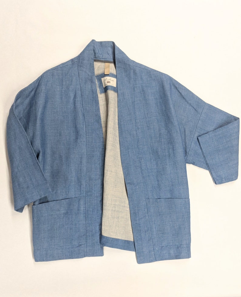 Linen Kimono Style Jacket, Denim Blazer, Soft Med/heavy European Linen ...