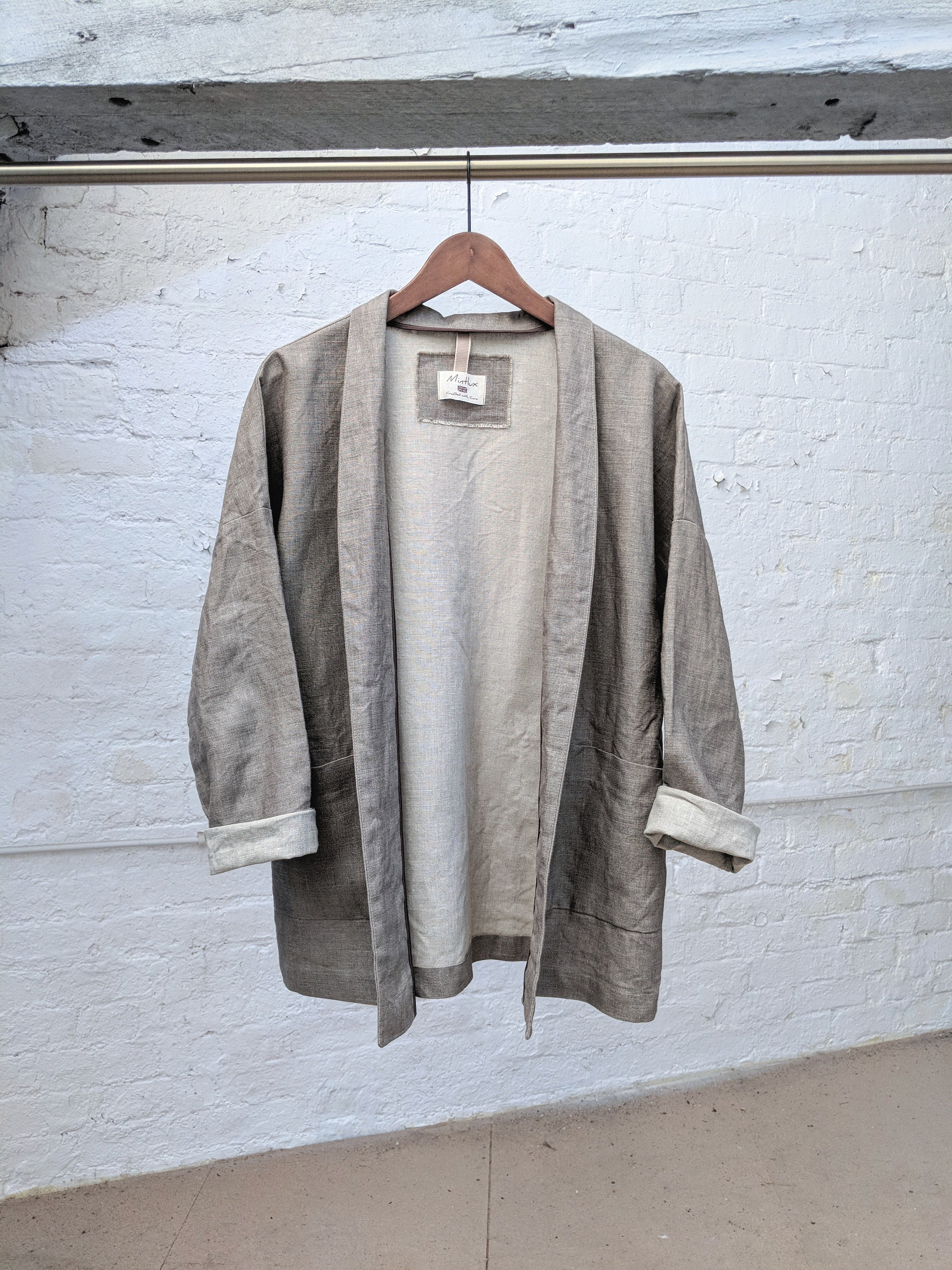 Men's Linen Kimono Minimalist Jacket, Soft Med/heavy European Linen ...