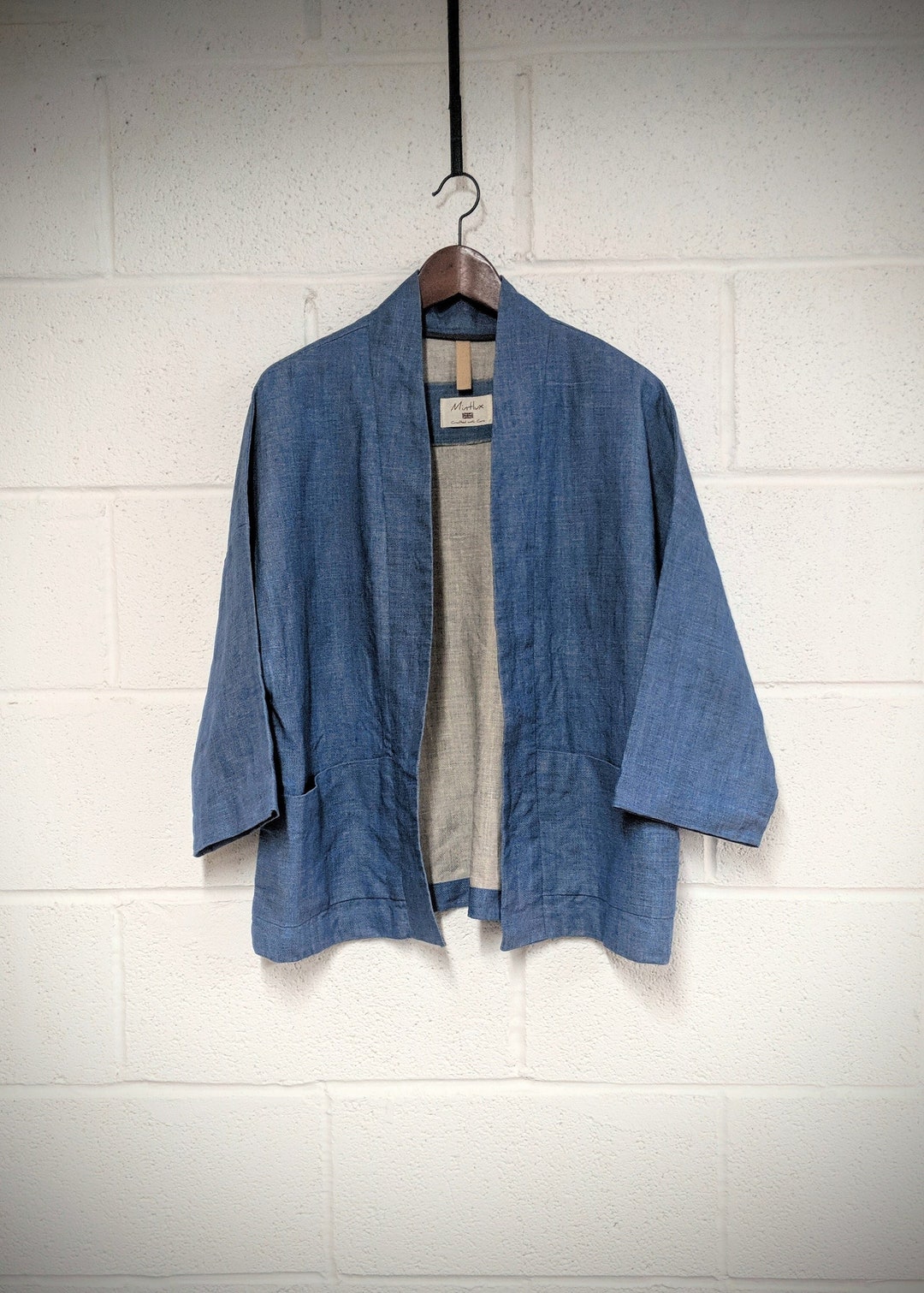 Linen Kimono Style Jacket, Denim Blazer, Soft Med/heavy European Linen ...