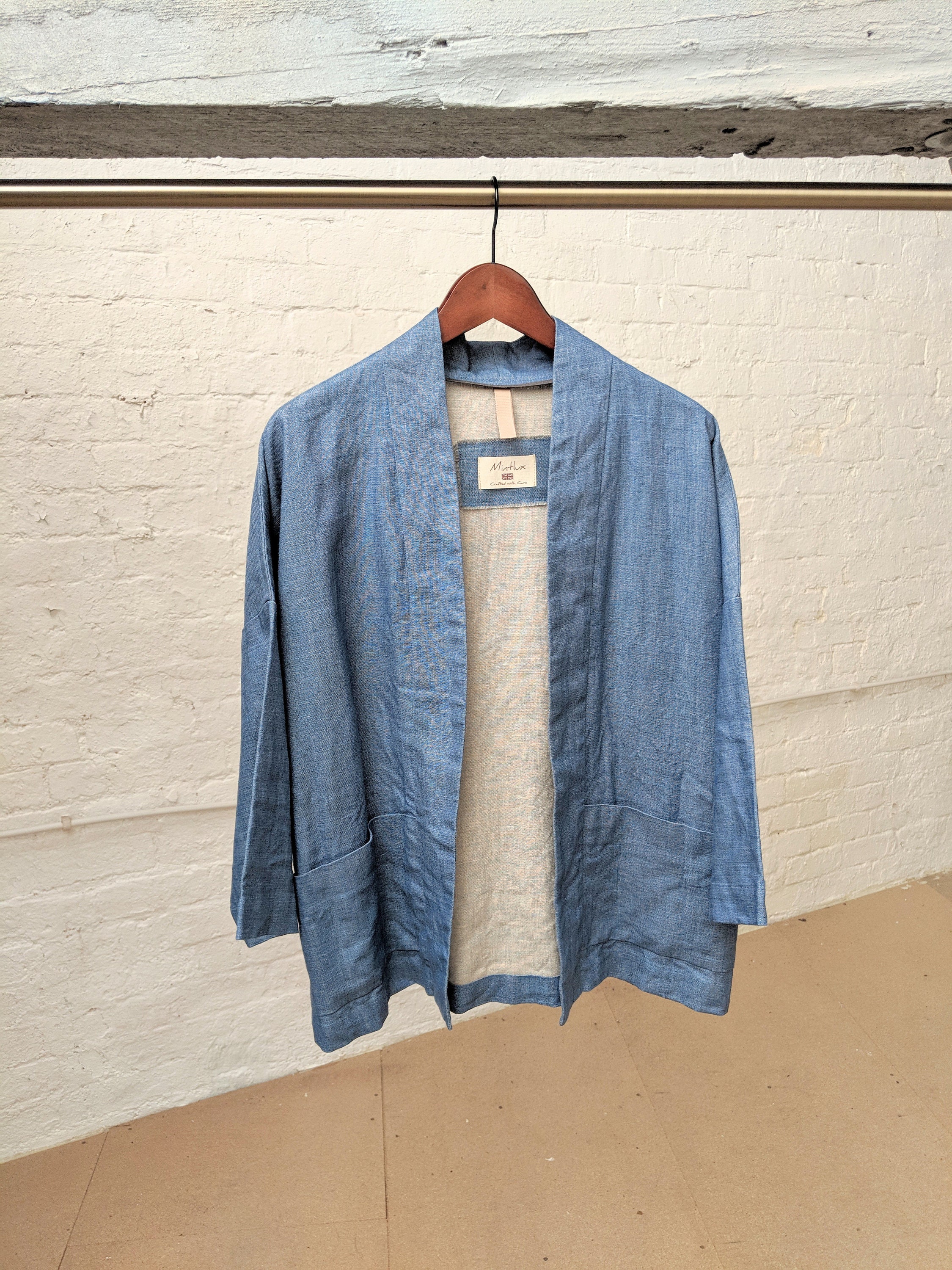Linen Kimono Style Jacket, Denim Blazer, Soft Med/heavy European Linen ...