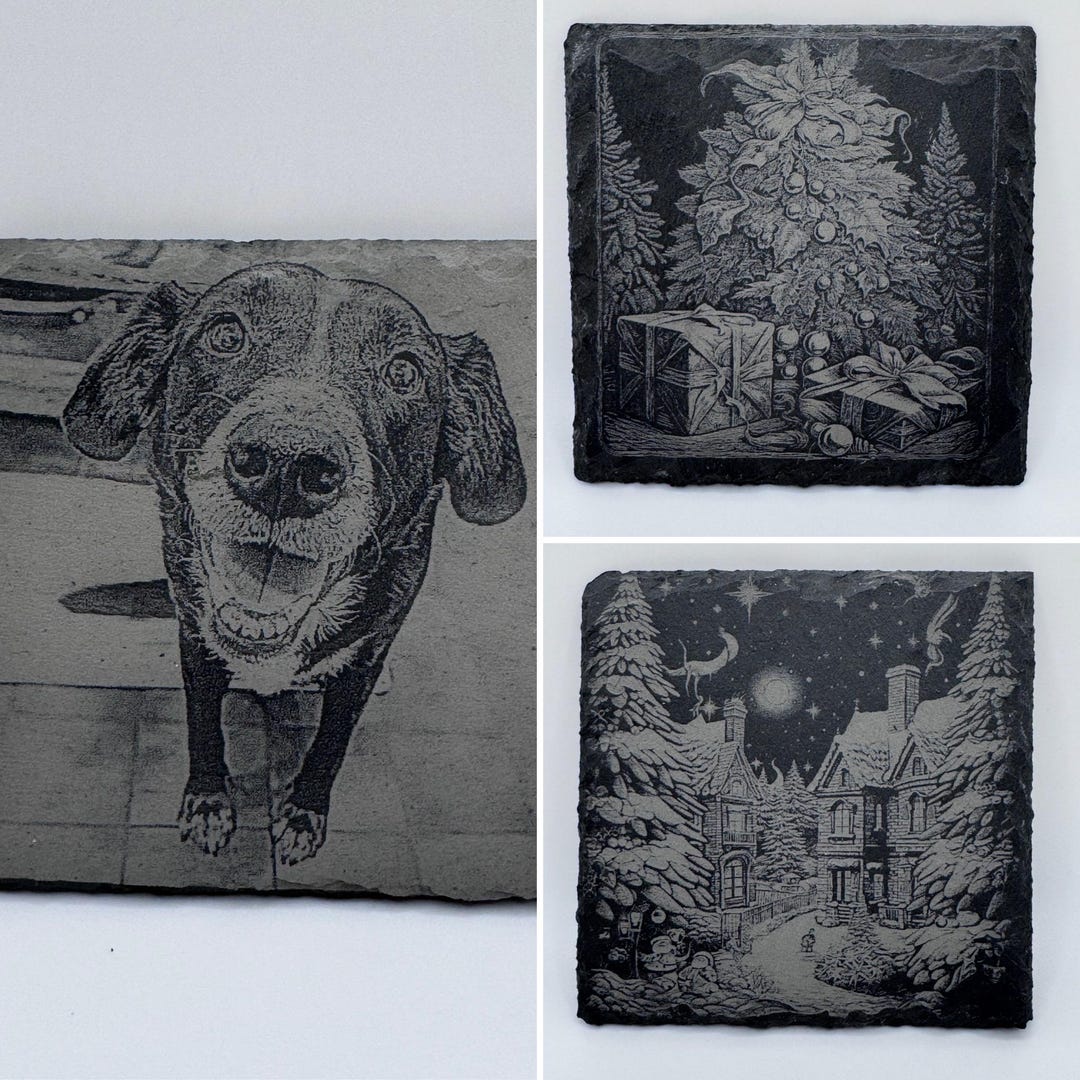 Photo Laser Engraved Slate Coaster Gift Birthday Wedding Drink ...