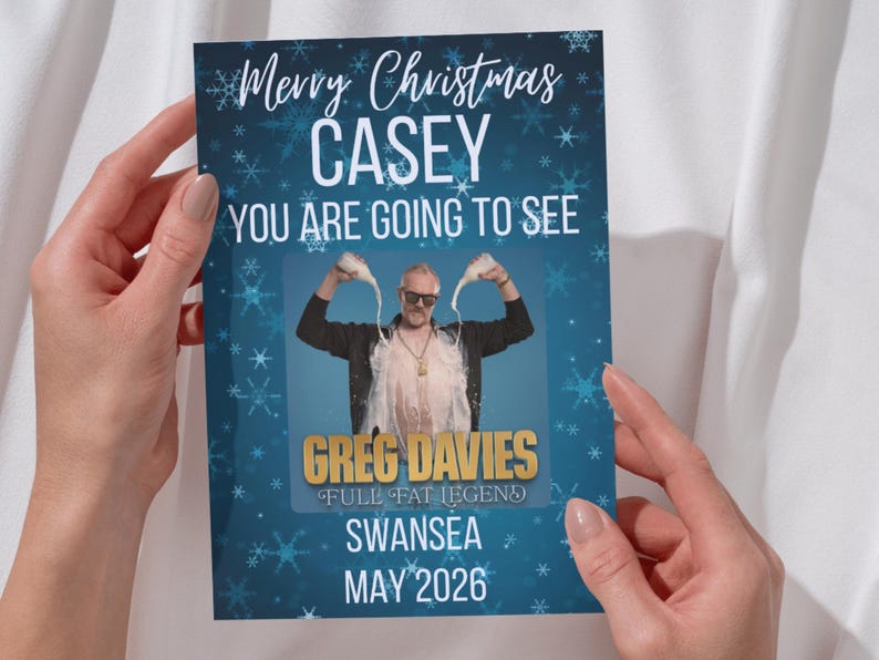 Greg Davies Full Fat Legend Christmas Card Personalised, Comedian Live ...