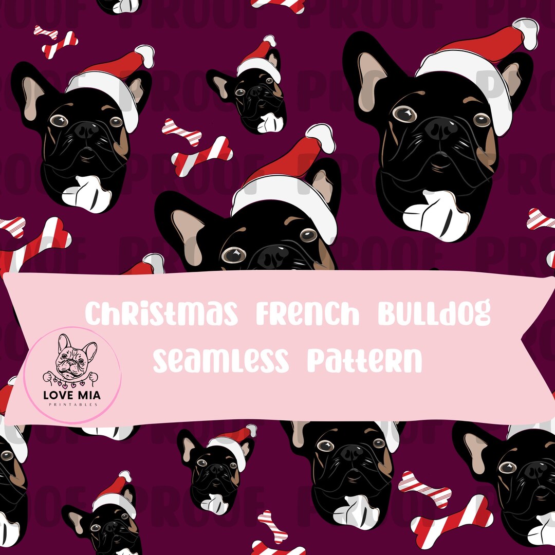 French Bulldog Seamless Pattern, Christmas Dog Pattern, Cute Dog Xmas ...