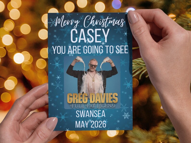 Greg Davies Full Fat Legend Christmas Card Personalised, Comedian Live ...