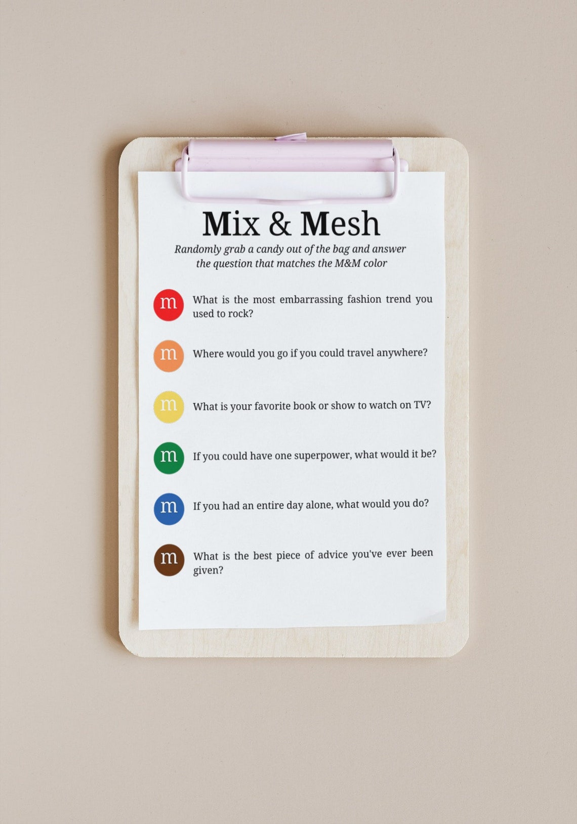 M&M Icebreaker Game - Perfect for Meetings, Moms Groups, Young Adult ...