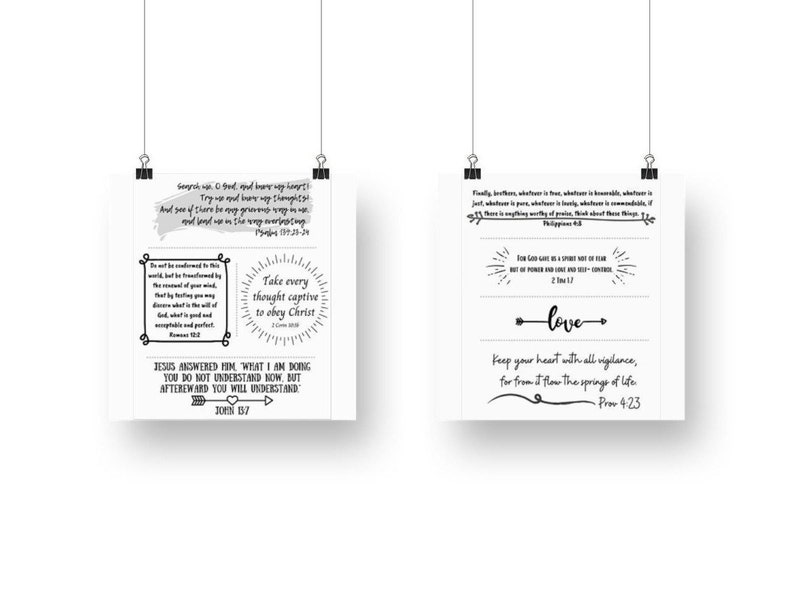 Printable Bible Verses on Thoughts / 8 Encouraging Cutouts / Instant ...