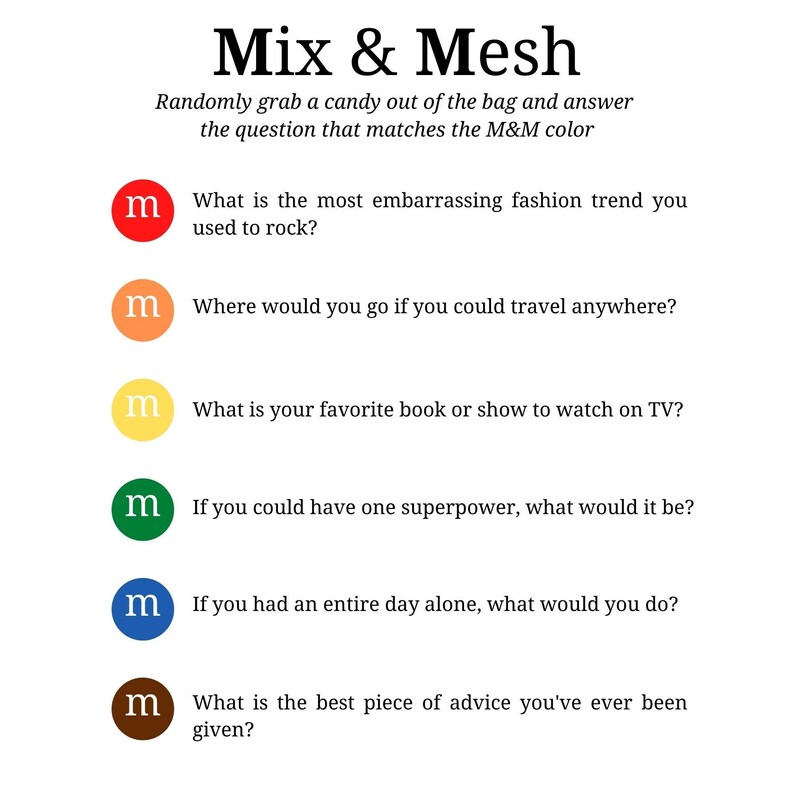 M M Icebreaker Game Perfect For Meetings Moms Groups Young Etsy