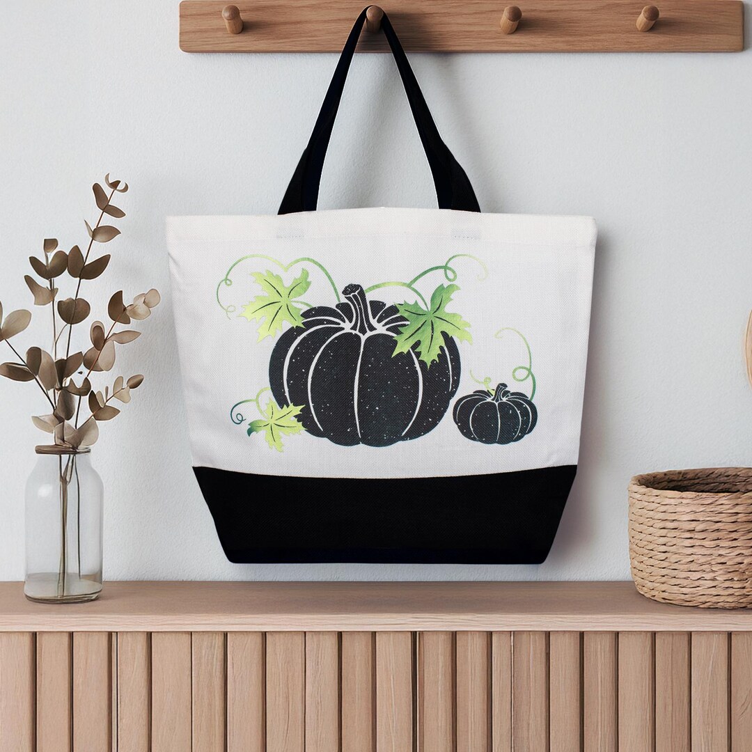 Fall Pumpkin Canvas Tote Bag: Metallic HTV Design, Reusable Shopping ...