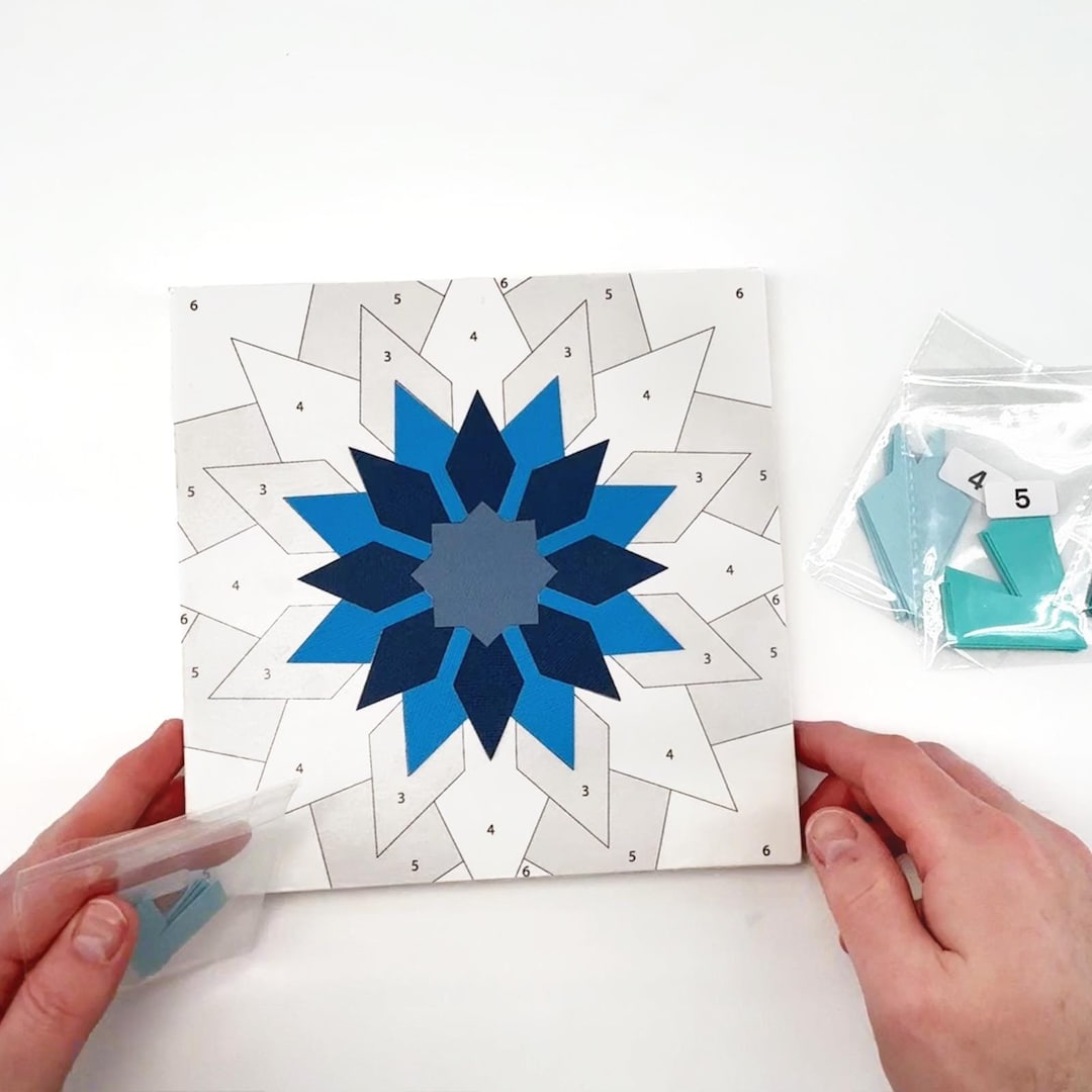 DIY Paper 8-pt Star Art Kit: Teal/blue 12x12 Craft Set Pre-cut, Color ...