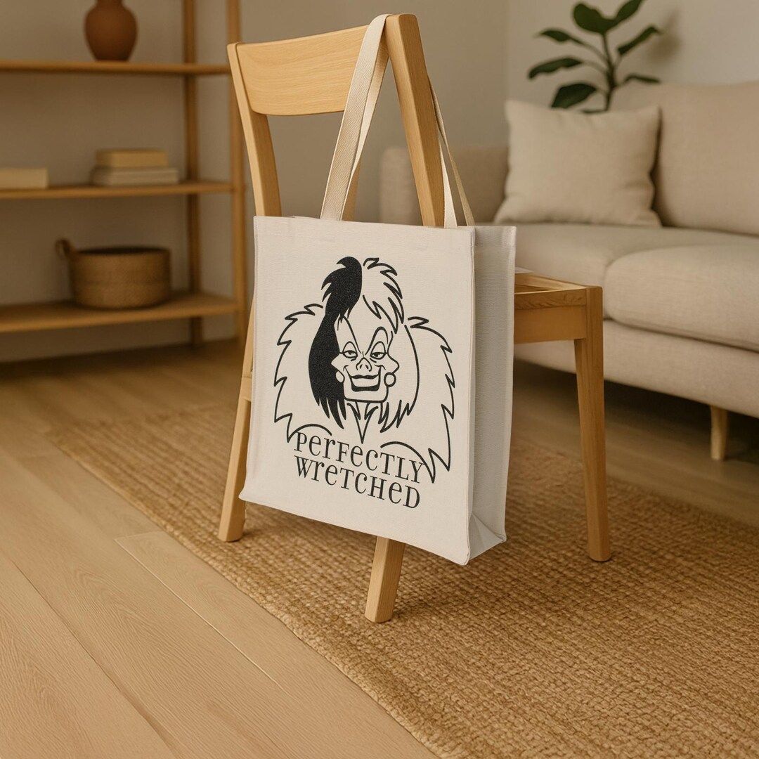 Cruella De Vil Tote Bag: Black Glitter Villain Design - Etsy