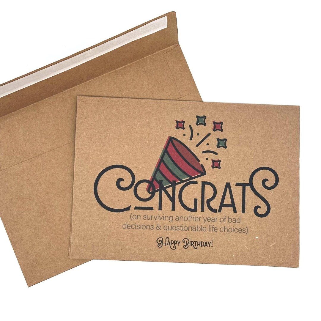 Funny Birthday Card W/ Envelope 5x7 | Happy Birthday Card (v3) | Eco ...