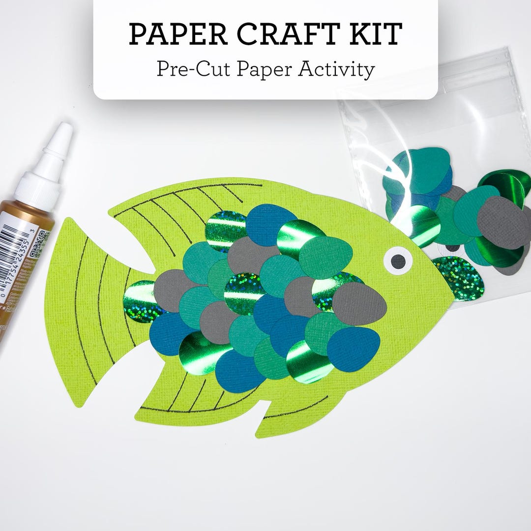Green Fish Paper Craft Kit: Pre-cut Scales, Kids DIY Activity - Etsy