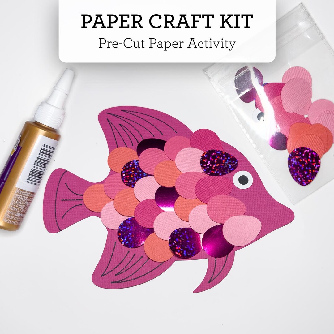 Pink Fish Paper Craft Kit: Pre-cut Scales, Kids DIY Activity - Etsy