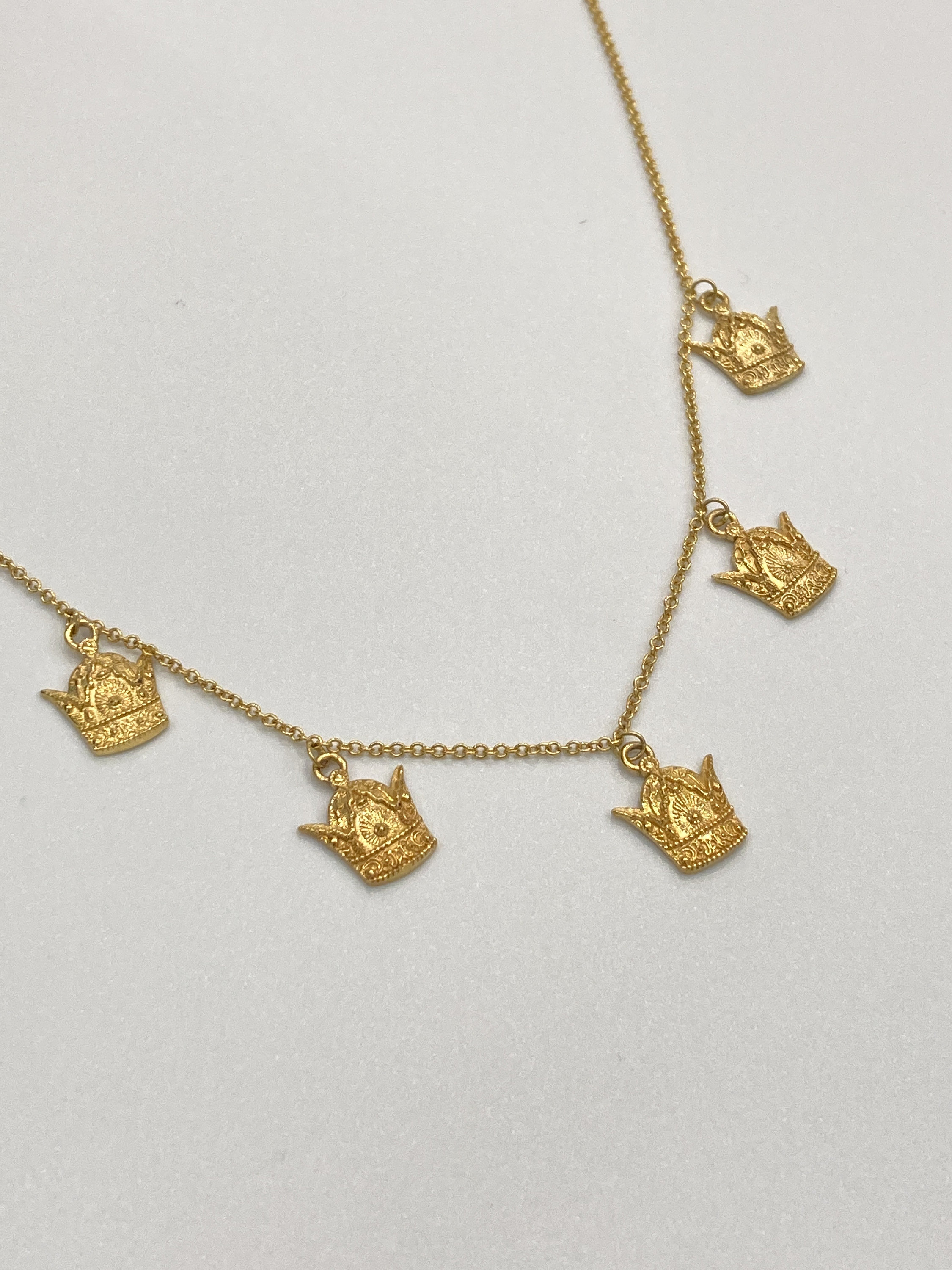 18k Solid Gold Five Taj Necklace Pahlavi Crown Persian Style - Etsy