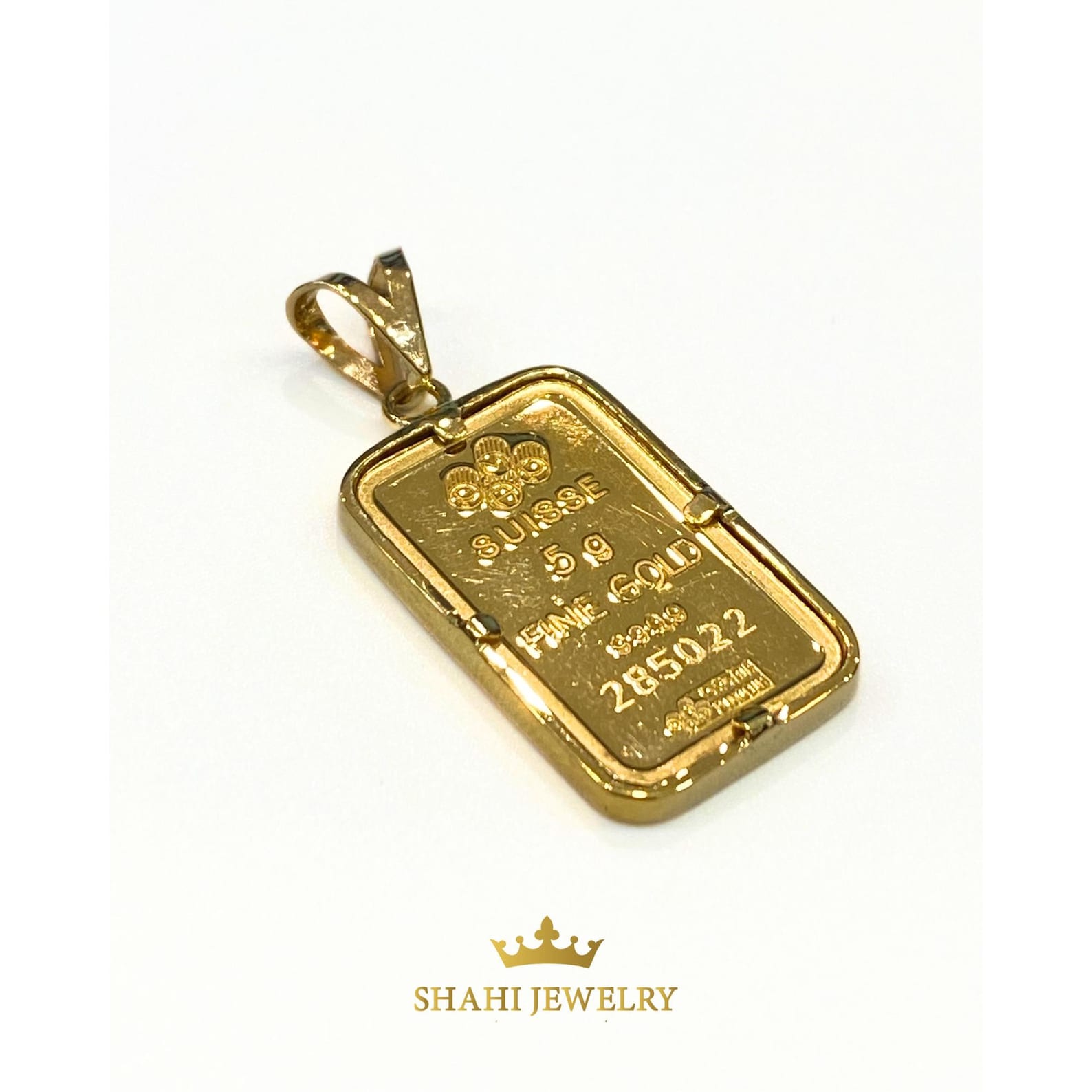 24K, 5g PAMP Gold Bar Pendant With 18K Gold Frame | 900 Gold Coin + 750 ...