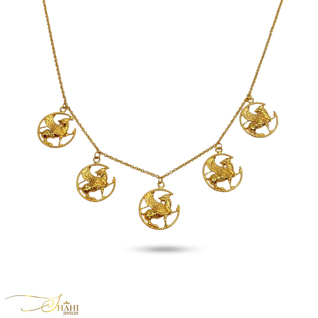 18k Solid Gold Hakhamaneshi Emblem Shir E Baldar, Persian Style ...