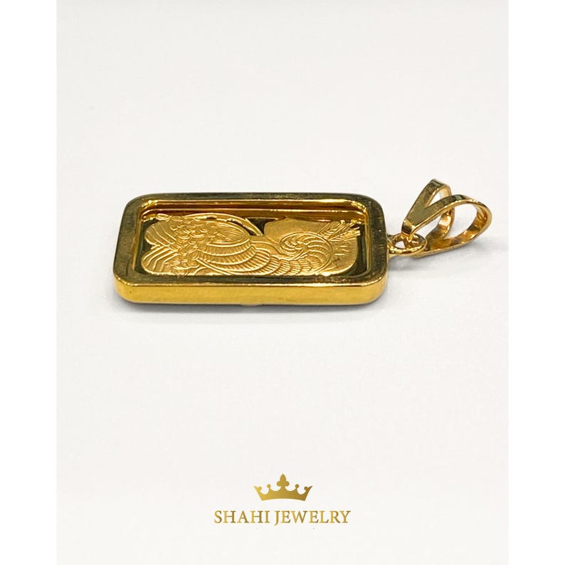 24K, 5g PAMP Gold Bar Pendant With 18K Gold Frame 900 Gold Coin 750 ...