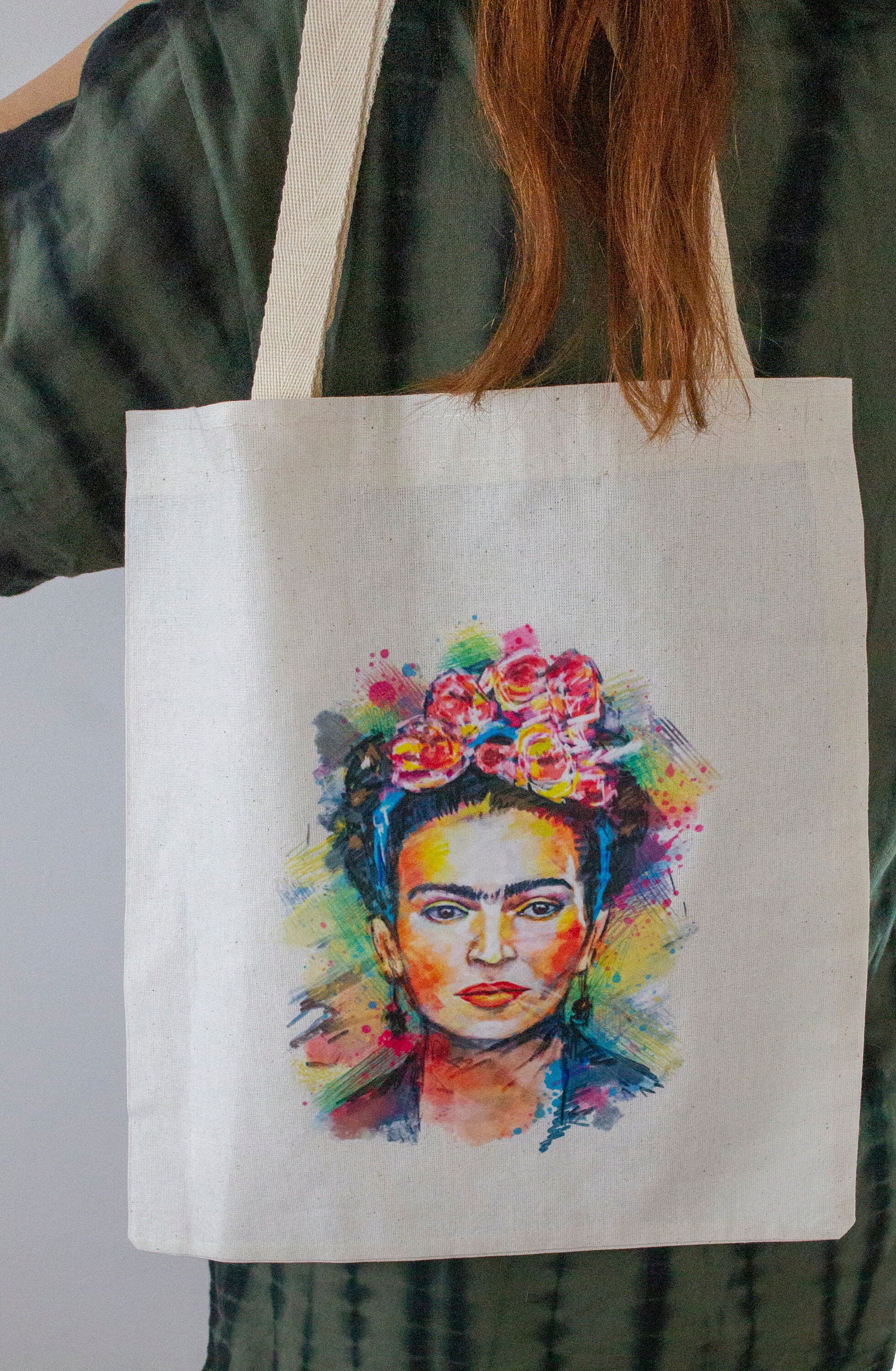 Frida Tote Bag, Natural Organic Cotton Tote Bag, Shoulder Bag, Eco ...