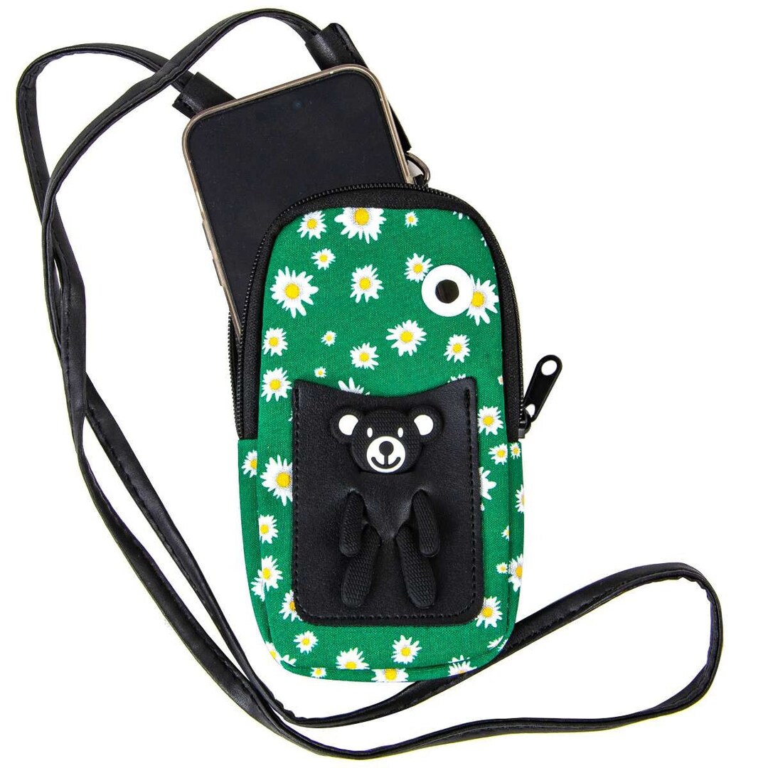 Little Bear Cotton Crossbody Phonecase Bag Green - Etsy
