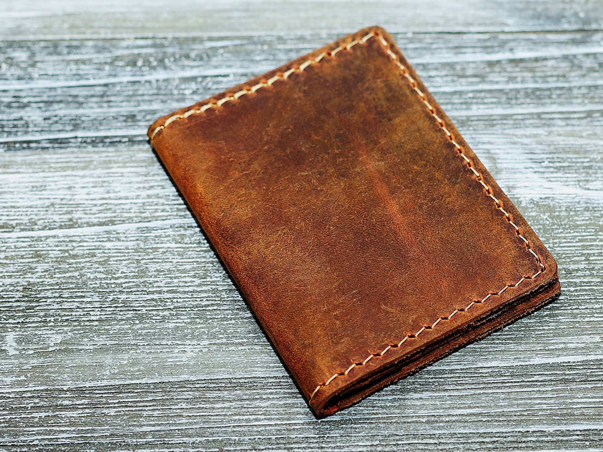 Leather Bifold Wallet / Minimalist Classic Wallet/ Card Holder Rustic ...