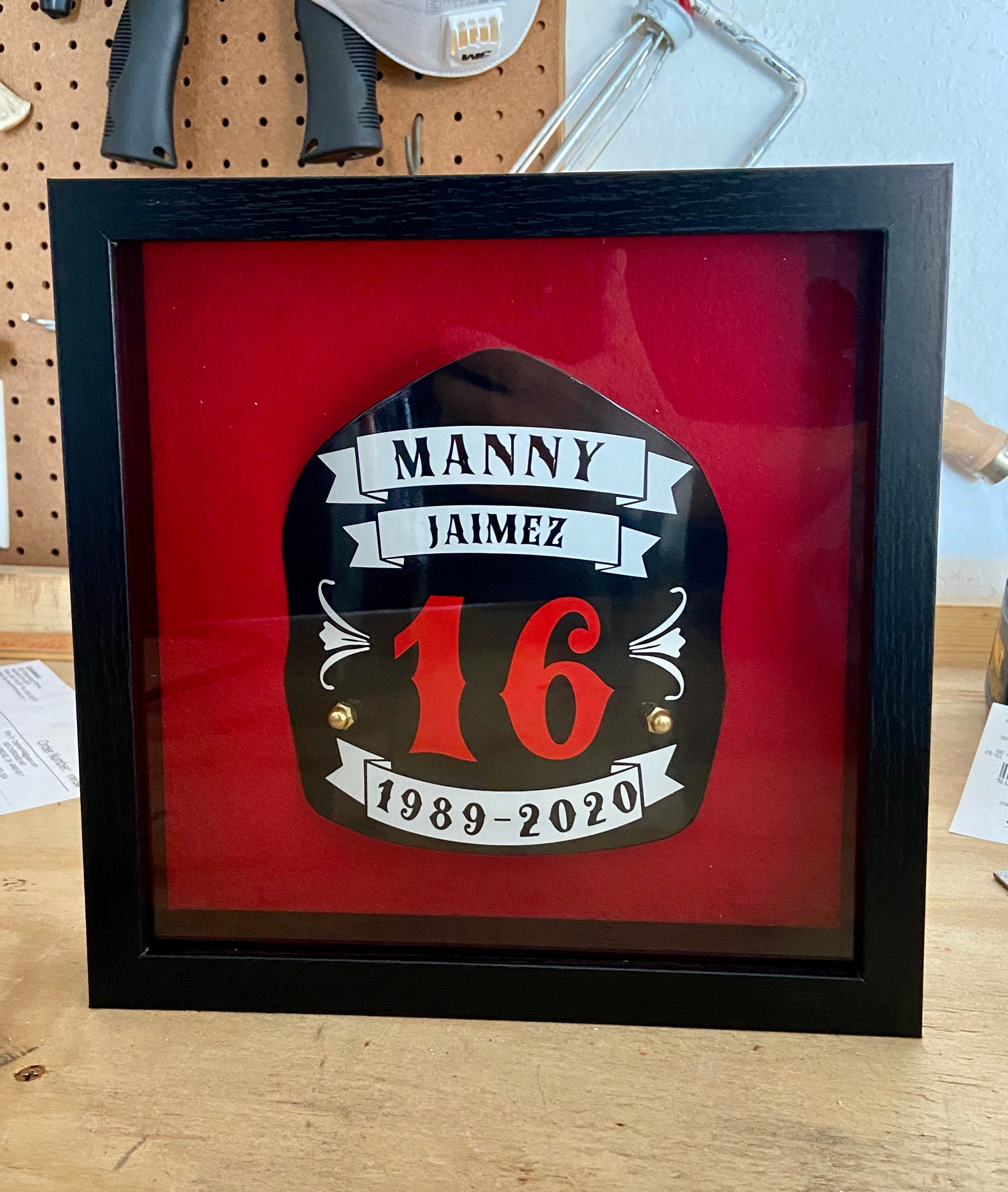 Firefighter Custom Metal Fire Shield in a Shadow Box * Retirement or ...